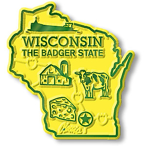Wisconsin Small State Magnet by Classic Magnets, 1.9" x 2", Collectible Souvenirs Made in The USA