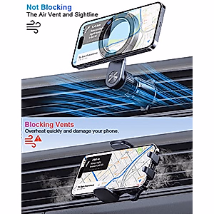 OQTIQ for MagSafe Vent Phone Mount[Round Vent Solution] Magnetic Phone Holder for All Car Benz Mini Accessories Cell Phone Holder Mount for iPhone 14 13 12 Pro Max Mini Plus MagSafe Case