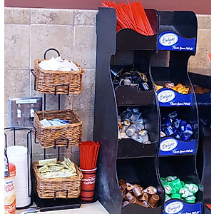 Mobile Merchandisers CR0620-3B-MB 3-Tier 3 Square Willow Basket Counter Display Rack,Brown