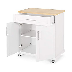 Christopher Knight Home Batavia Kitchen CART, Natural + White