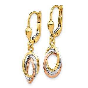 Avariah Gold 14K Tri-Color Polished Dangle Leverback Earrings - 30mm