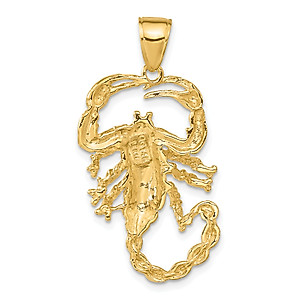Jewelplus 14K Yellow Gold Solid 39x19mm Polished Open-Back Scorpion Pendant