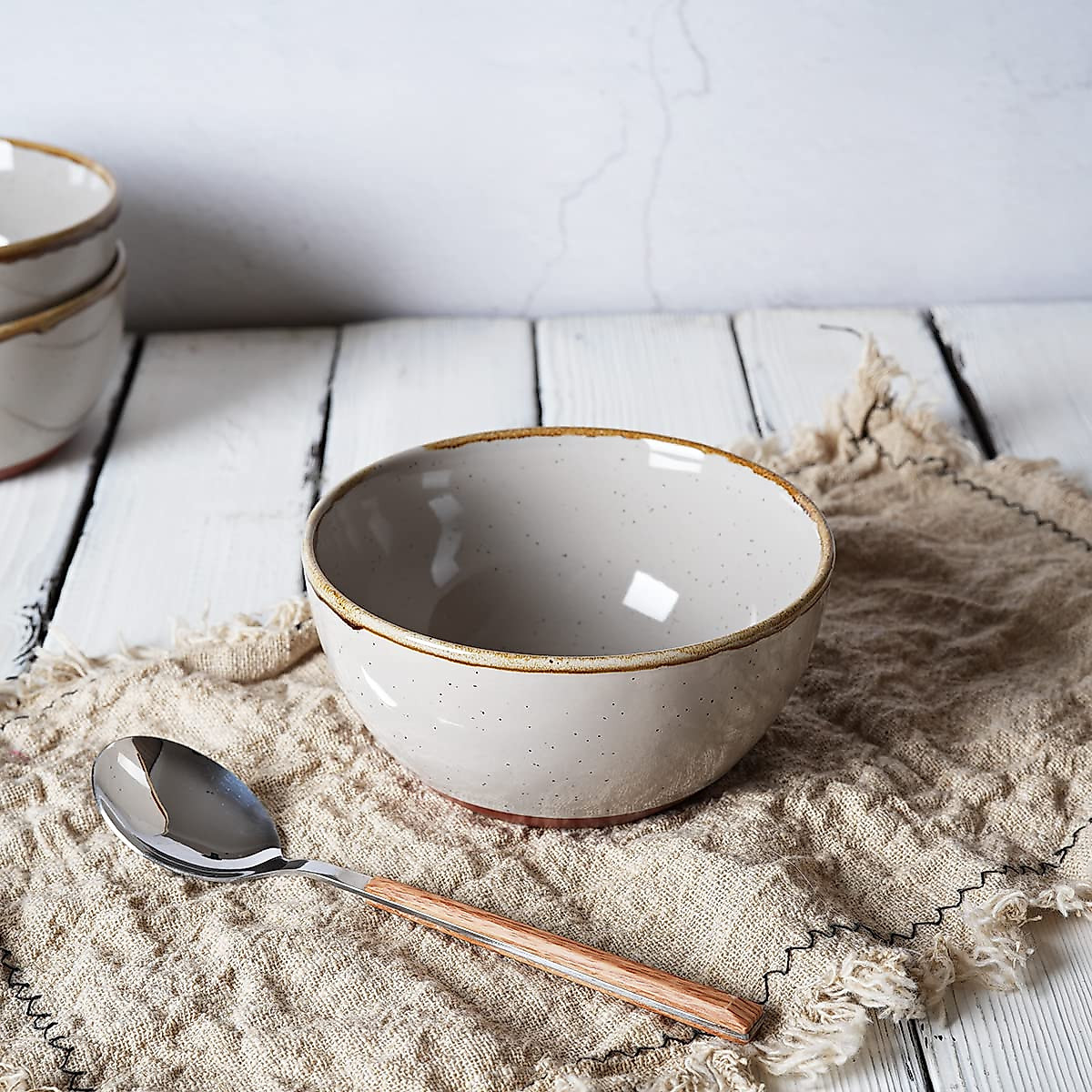 Bosmarlin Ceramic Cereal Bowl Set of 4, 26 Oz, Soup Bowl, Dishwasher and Microwave Safe (Grey, 6 in)