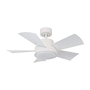 Vox Indoor and Outdoor 5-Blade 38in Smart Ceiling Fan in Matte White with 3000K LED Light Kit and Remote Control works with Alexa and iOS or Android App