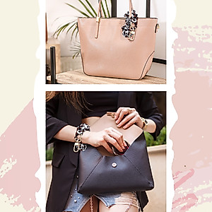 Jadive 3 Pcs Scrunchie Keychain Wristlet Bracelet Keychain Stretchy Key Ring Wrist Key Chain Hair Tie for Women Gift(Black, Leopard, Cow)