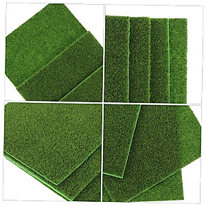 YARNOW 16 Pcs Artificial Grass Tiles Outdoor Greenery Artificial Grass Wall Artificial Turf Tiles Fairy Garden Accessories House Plants Indoors Live Green Rug Faux Lawn Bricks Fish Tank