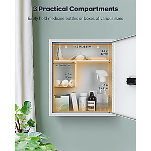 Uniclife Wall Mount Medicine Cabinet with Combination & Key Lock Locking First Aid Cabinet Lockable Medical Cabinet Large Capacity Medicine Organizer Secure Steel Wall Cabinet Metal Storage Box, White