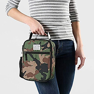 Thermal Insulated Zippered Lunch Bag Box (Upright) Hardbody Sturdy (Green Camo)