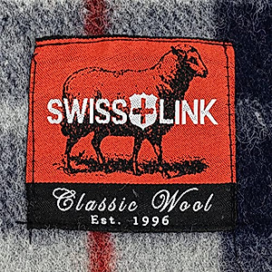 swiss link Military Surplus 90 x 62 Inch Insulating Indoor Outdoor Stain, Flame, and Water Resisting Classic Wool Plaid Washable Throw Blanket, Brown