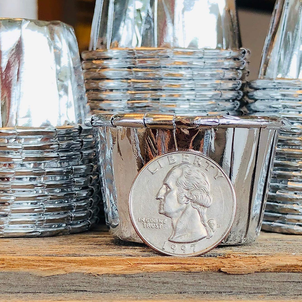 Silver Foil MINI Candy Nut Cups - Mini Baking Liners - Silver 50 Pack