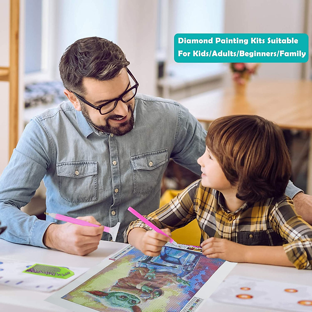 DIY 5D Diamond Painting Kits for Adults, Full Drill Diamond Embroidery Kits for Adults Cross Stitch Crystal Rhinestone Pictures Arts Craft Home Wall Decoration, 12x16 Inch