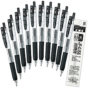 Zebra Sarasa Clip 0.5mm Black, JJ15-BK, 10 pens per Pack, With one refill (Japan Import)