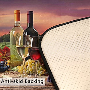 Red Wine Grapes Kitchen Rugs Anti Fatigue Memory Foam Floor Mat Non-Skip Cushioned Absorbent Kitchen Runner Rug for Entryway Hallway Farmhouse Bathroom Dining Room 39x20 Inch
