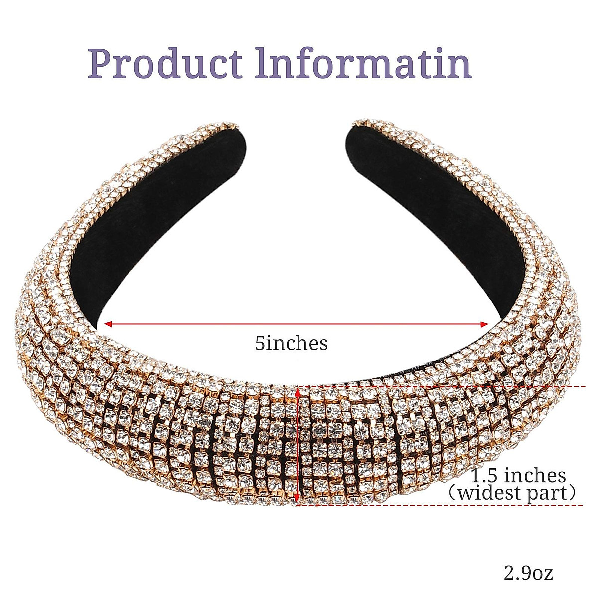 milylove Rhinestone Crystal Diamond Headbands for Women Fashionable Handmade Wide Hair Hoops Beaded Bling HairBand Hair Accessories