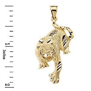 Animal Kingdom High Polish 14k Yellow Gold Full Body Tiger Pendant