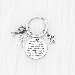 AKTAP Hair Stylist Gift Hairdresser Keychain Inspirational Hairstyliest Jewelry Cosmetology Graduation Gift Be Bold Enough to Use Your Voice (Hairdresser Keychain)