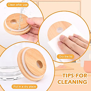 4 pcs Bamboo Lids for Glass Cups Lids for Glass Cups Silicone Lids for Cups Bamboo Lid