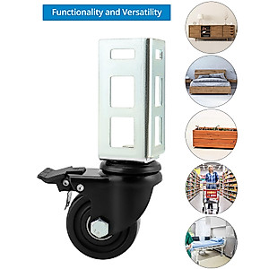 QWORK Storage Rack Caster Wheels, 4 Pack 3" Heavy Duty 1500 lb. Max Total Capacity Storage Shelf Accessories, Fit for Boltless Self Locking Shelving Racks