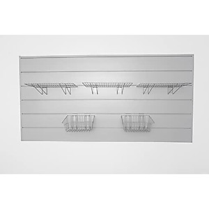 Crownwall Steel Shelf and Basket Organizer Value Kit with 5 Heavy Duty Shelves and Baskets for Storage and Organization, Compatible Slatwall