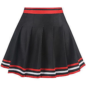 GRAJTCIN Cheerleader Costume for Women Cheerleading Uniform School Girls Dress Teenager Cheer Outfit Halloween Costume (XXS, Black)