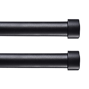 2 Pack Modern Curtain Rod, End Cap Style Design, Curtain Rods for Windows 48 to 84 Inch, Blackout Wrap Around Curtain Rod, Indoor and Outdoor, 48-86 Inch, Black