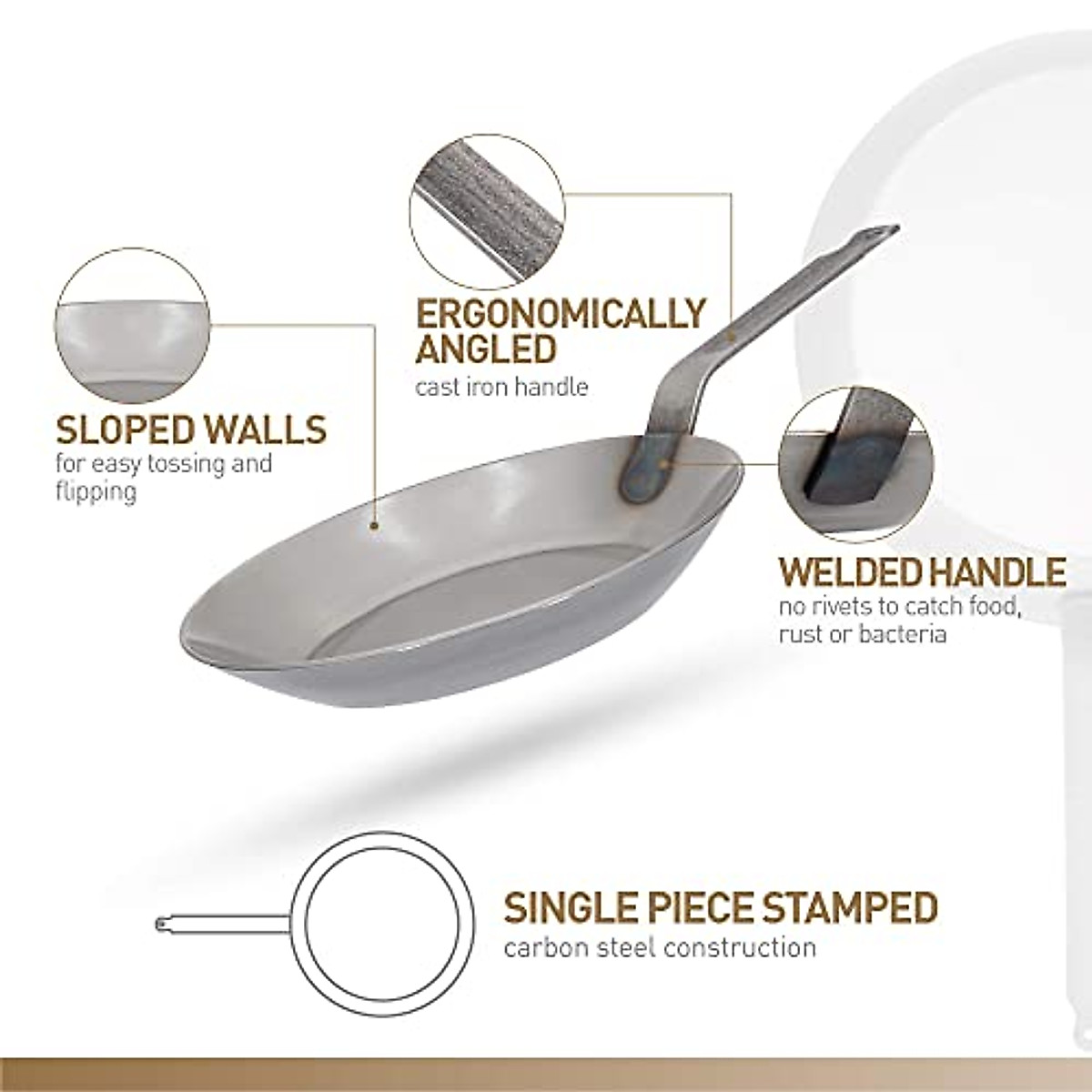 Matfer Bourgeat, Gray 0 Black Steel Round Frying Pan, 10 1/4-Inch