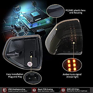 D-Lumina LED Side Mirror Turn Signal Light Left and Right Lamps Smoked Cover Lens for 2010-2018 Dodge Ram 1500 2500 3500 4500 5500, Rear View Mirror Lights Replace 68302828AA 68302829AA, Pack of 2