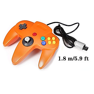 ZeroStory Classic N64 Controller, Wired N64 Controller Joystick with 5.9 Ft N64 AV Cable for N64 Video Game Console (Black and Orange) (Renewed)