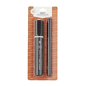Black Fabric Markers 2 Pack, Broad and Fine Tip | Water Resistant Ink, No Steam or Iron Needed | Non Toxic Fabric Pens for Drawing, Quilt Labels, and Clothing Projects, NOT5837