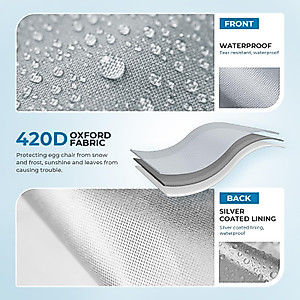 Patio Hanging Double Egg Chair Cover, 91x80 Inches Extra Large Waterproof Double Egg Chair Cover for Outdoor Furniture, Heavy Duty Swing Hanging Egg Chair Cover for Outdoor Porch Wicker Egg Chair