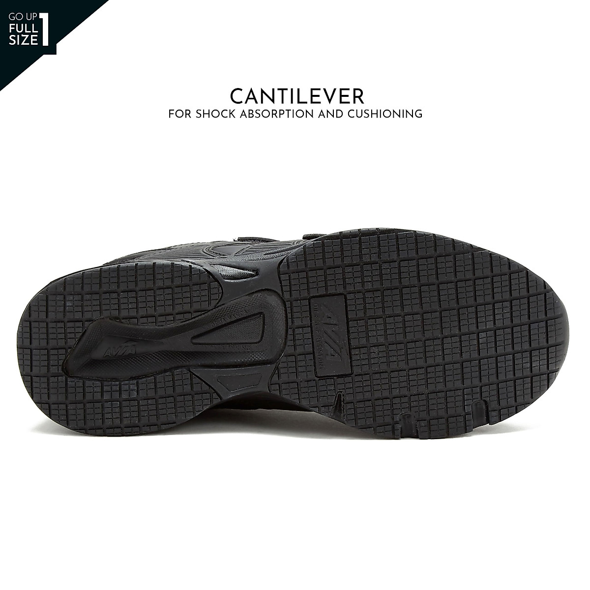 Avia Avi-Union II Strap Non Slip Shoes for Men, Hook and Loop Mens Walking Shoes with Memory Foam - Black, 11 Wide