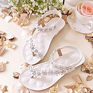 Highly Recommend Great Value Flip-Flop Women Summer Bohemia Flower Beads Flip-Flop Shoes Flat Sandals