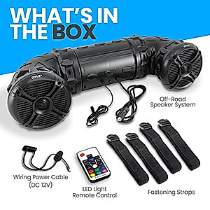 Pyle Marine ATV Powered Speakers - 4.0 Wireless Bluetooth, 800 Watt, Color Changing LED Lights, IP44 Waterproof, 6.5“ Dual Audio Sound System for UTV, Golf Carts, Jetski and Snowmobile - PLATV65BT