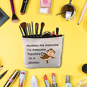 BLUPARK Funny Monkey Gift for Monkey Lover Monkeys Are Awesome I'm Awesome Therefore I'm A Monkey Makeup Bag Animal Lover Gift (I'm A Monkey)
