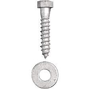 FASTENER DEPOT 3/8inches x 4inches Hot Dipped Galvanized Lag Screws w/Flat Washers, Grade A, Quantity 50- by Fastener Depot, LLC