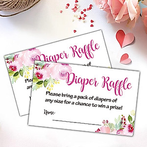 None Brand Floral Diaper Raffle Tickets, Baby Shower Invitations Insert Cards, Baby Shower Game (50 Pack)
