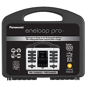 Panasonic eneloop pro Power Pack with Advanced Charger, Plastic Case, 8AA and 2AAA Batteries