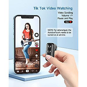 TIK Tok Bluetooth Remote Control, Tiktok Wireless Scrolling Control Page Turner Rechargeable with Ring Design and Charging Case Compatible with iOS/Android