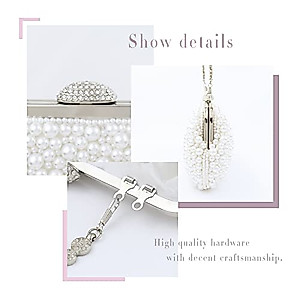 Bellawish Pearl Clutch Purses for Women Wedding Bridal Evening Clutch Handbag for Parites Prom(white)