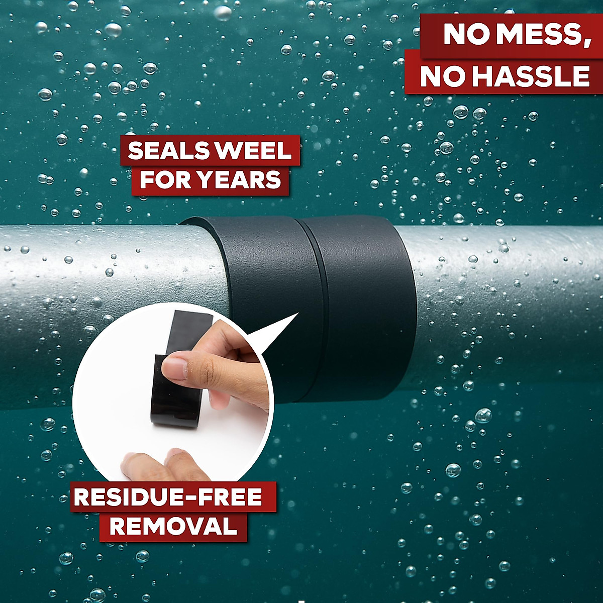 XFasten Self Fusing Silicone Tape Black 1" X 36-Foot, Silicone Tape for Plumbing, Leak Seal Tape Waterproof, Silicone Grip Tape, Rubber Tape Thick for Pipe, Hose Repair Tape, Stop Leak Tape