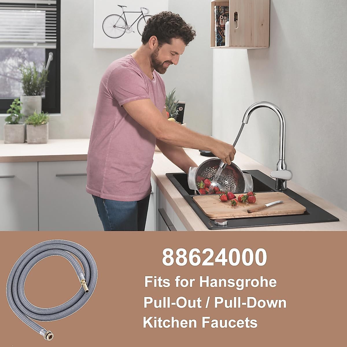 88624000 Pull-out Kitchen Faucet Hose Replacement for Hansgrohe, 59 inches Pull-down Spray Hose Replacement