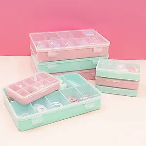 Craftelier - Organizing Box with 10 Compartments for Scrapbooking and Craft Materials | Dimensions 26.5 x 17.8 x 4.2 cm (10.4“ x 7” x 1.65") - Pink and Transparent Color