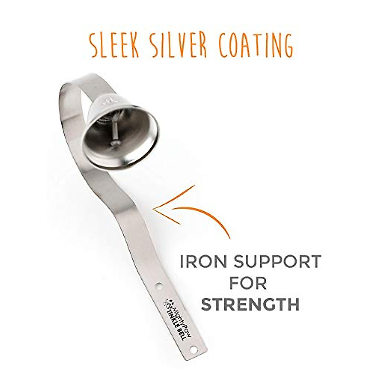 Mighty Paw Metal Potty Bell, an All Metal Dog Doorbell with Sleek Silver Bell and Support, The Thick-Walled Durable Bell Optimizes Sound Quality. Includes Free Training Tips