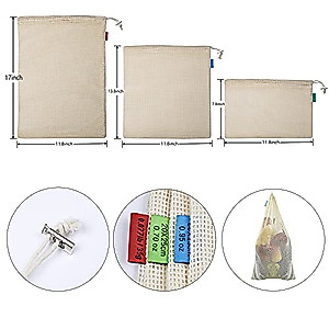 Produce Bags,9-Pack Reusable Produce Bags with Drawstring Biodegradable Eco-Friendly Net Zero Produce Bags,Reusable Vegetable Produce Bags for Fruit,Vegetable,Toys