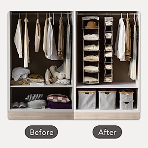 GUDEE ALFIO Shelf Hanging Closet Organizer, Collapsible Hanging Shelves with Dual Sturdy Hooks for Storage, 6 Open Shelving Windows