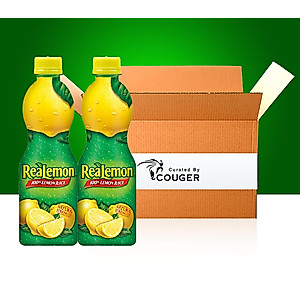 Real Lemon 100% Lemon Juice, 8 Fluid Ounce Bottles 2-pack bundle With Couger Card