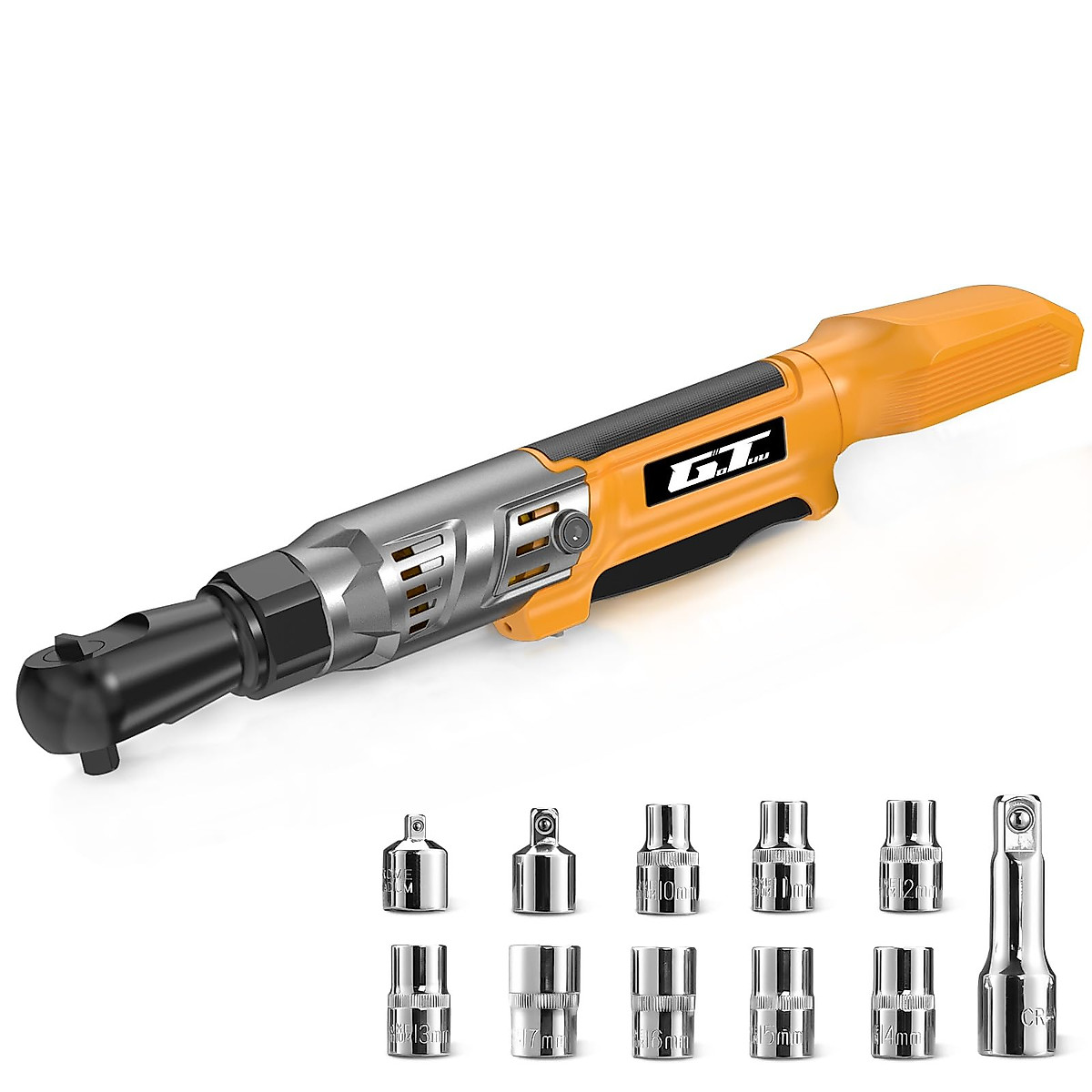 3/8" Cordless Ratchet Wrench, Compatible with DEWALT 20V MAX Battery, 74Ft-Lbs Power Electric Ratchet Tool Kit, 1/2" & 1/4" Adapters, 3" Extension Bar (Tool Only)