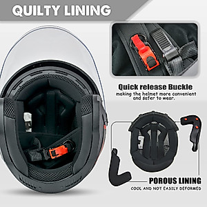 Motorcycle Helmet,Adult Open-face Motorbike Helmet Double Visor 3/4 Open Face Sun Shield Scooter Street Dirt Bike Helmet DOT Approved (X-Large, RED)