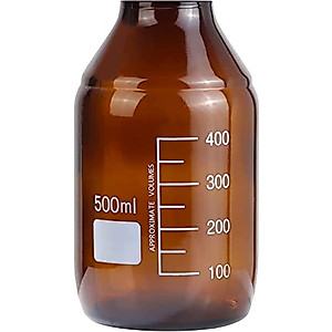 Basstein Lab Media Storage Amber Bottles Brown Graduated Glass Container GL45 Screw Cap Leakproof Multi-Purpose for Scientific | Pack of 8 (Orange,500ml)