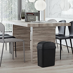 Minekkyes 1.8 Gallon Swing Top Trash Can, Small Swing Garbage Can, Black